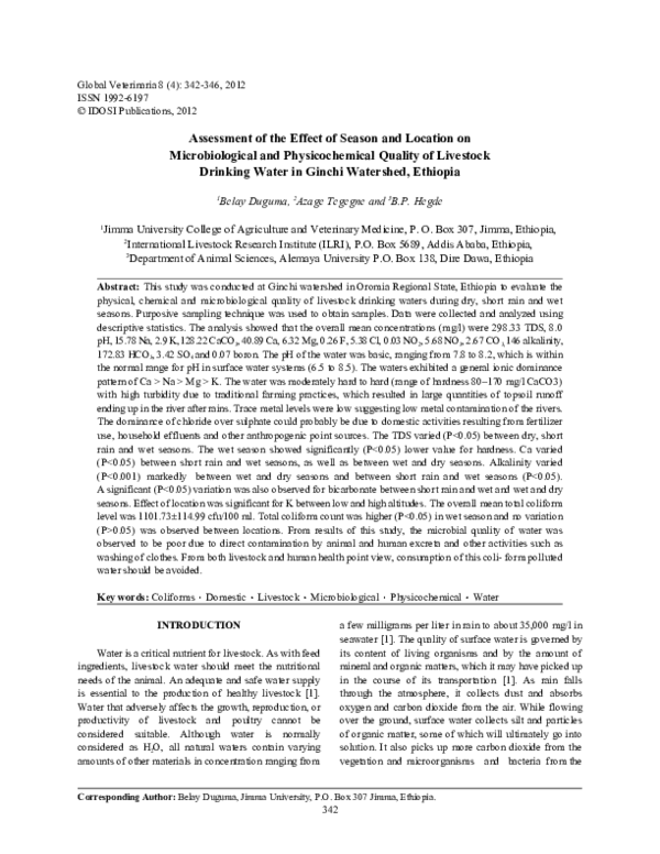 (PDF) Assessment of the effect of season and location on ...