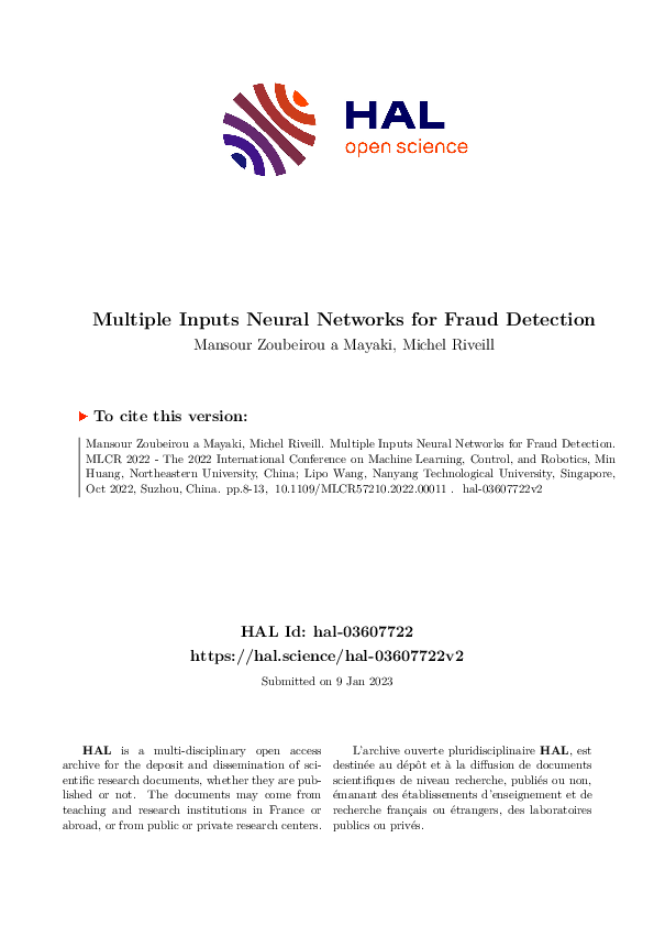 (PDF) Multiple Inputs Neural Networks for Fraud Detection