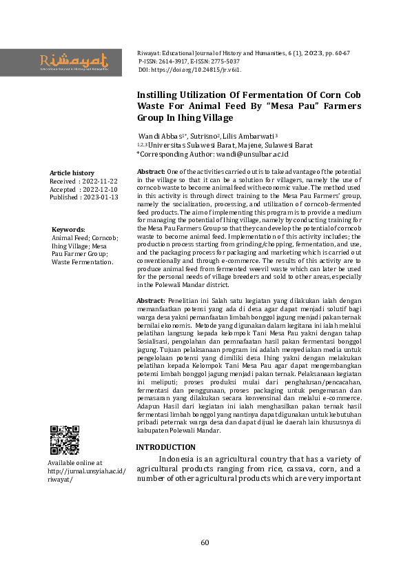 (PDF) Instilling Utilization of Fermentation of Corn Cob Waste for ...