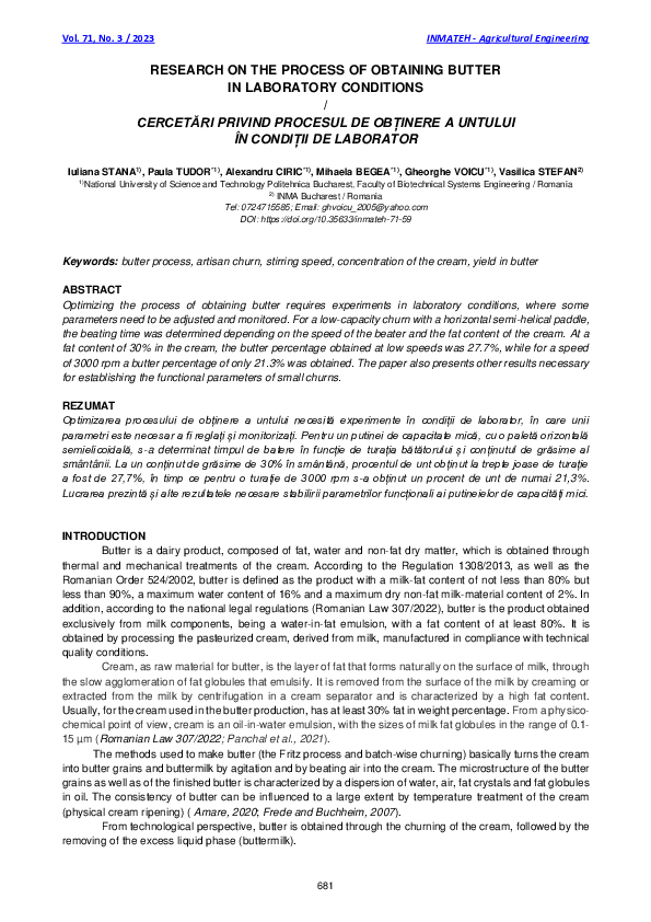 (PDF) Research on the Process of Obtaining Butter in Laboratory Conditions