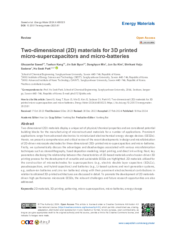 (PDF) Two-dimensional (2D) materials for 3D printed micro ...