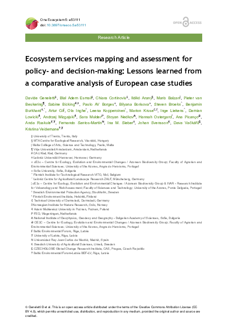 (PDF) Ecosystem services mapping and assessment for policy- and ...
