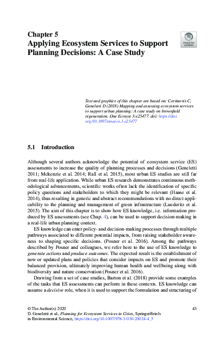 (PDF) Applying Ecosystem Services to Support Planning Decisions: A Case ...