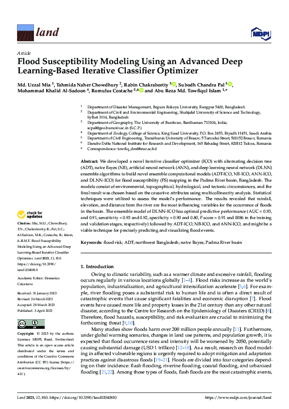 Pdf Flood Susceptibility Modeling Using An Advanced Deep Learning