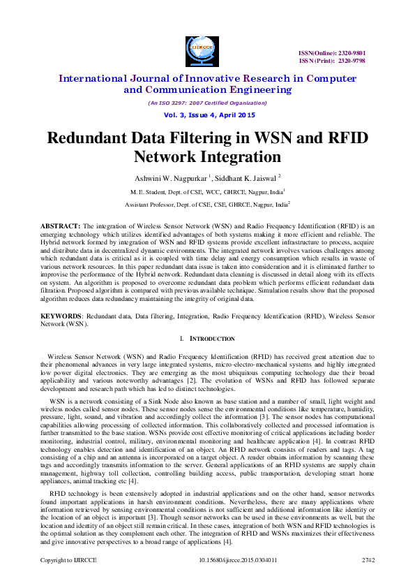 (PDF) An overview of WSN and RFID network integration