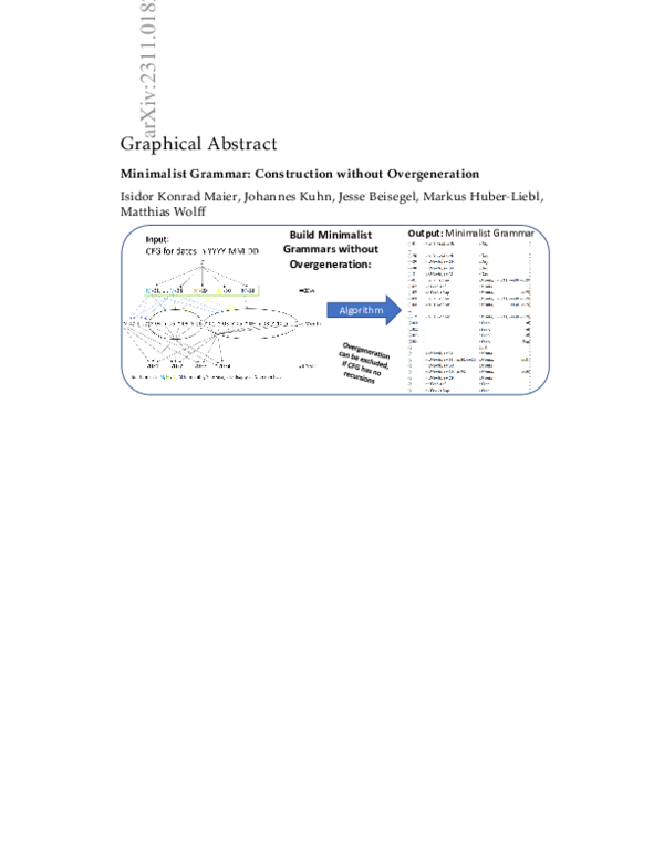 (PDF) Minimalist Grammar: Construction without Overgeneration