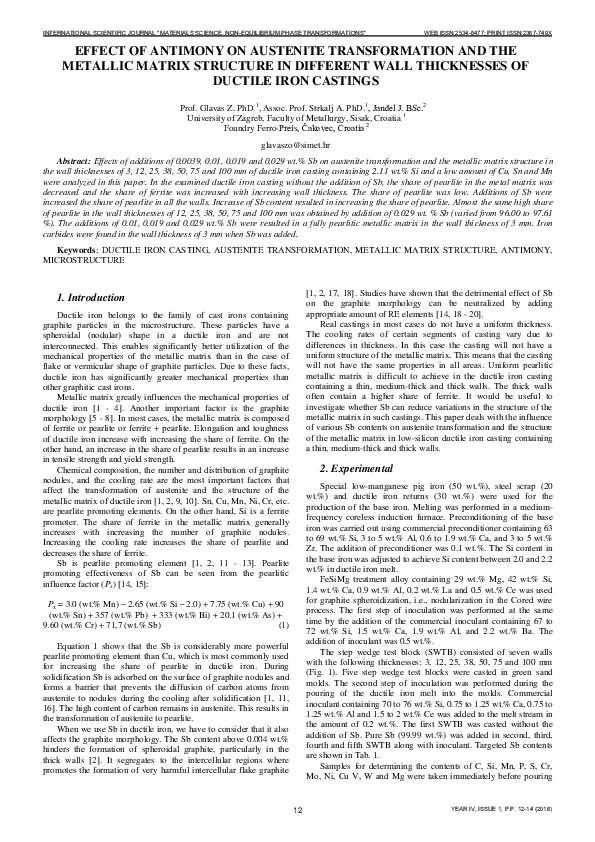 (PDF) Effect of antimony on austenite transformation and the metallic ...