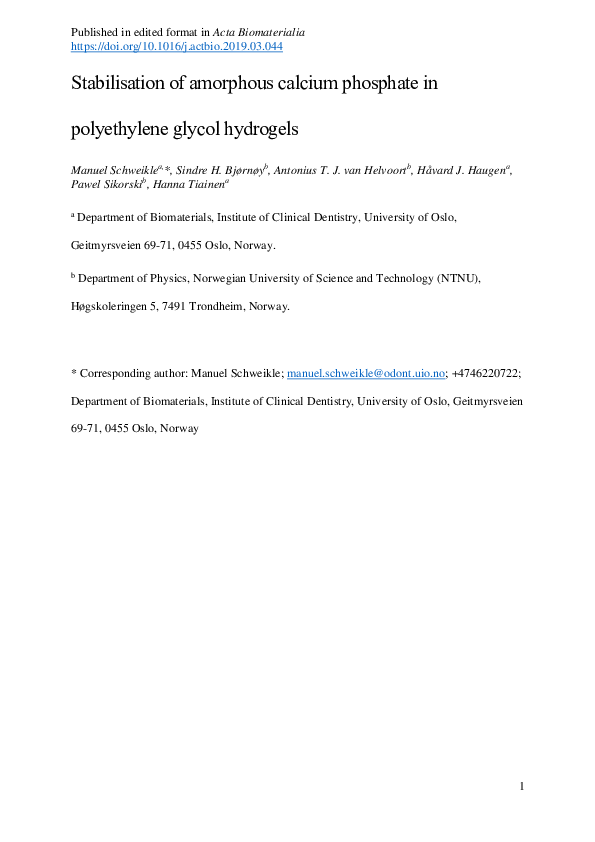 (PDF) Stabilisation of amorphous calcium phosphate in polyethylene ...