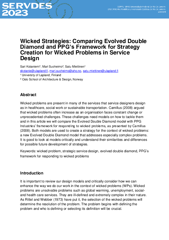 (PDF) Wicked Strategies: Comparing Evolved Double Diamond and PPG’s ...