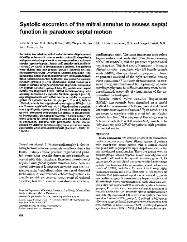 (PDF) Systolic excursion of the mitral annulus to assess septal ...