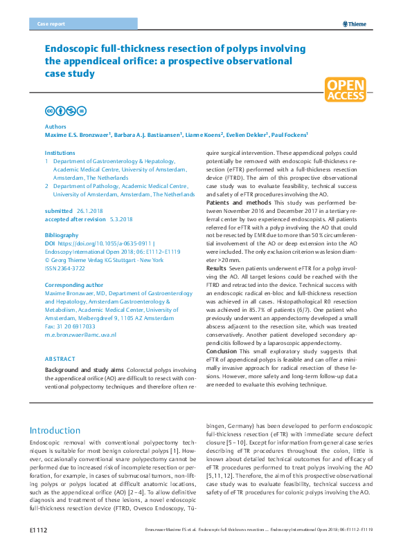 (PDF) Endoscopic full-thickness resection of polyps involving the ...