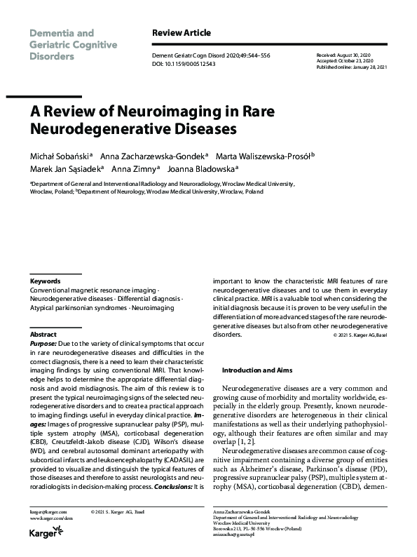 (PDF) Neuroimaging Insights in Rare Neurodegeneration