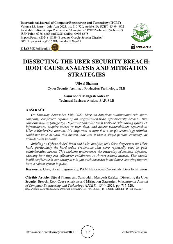 (PDF) DISSECTING THE UBER SECURITY BREACH: ROOT CAUSE ANALYSIS AND ...