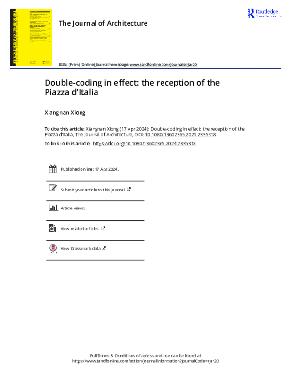 (PDF) Double-coding in effect: the reception of the Piazza d’Italia