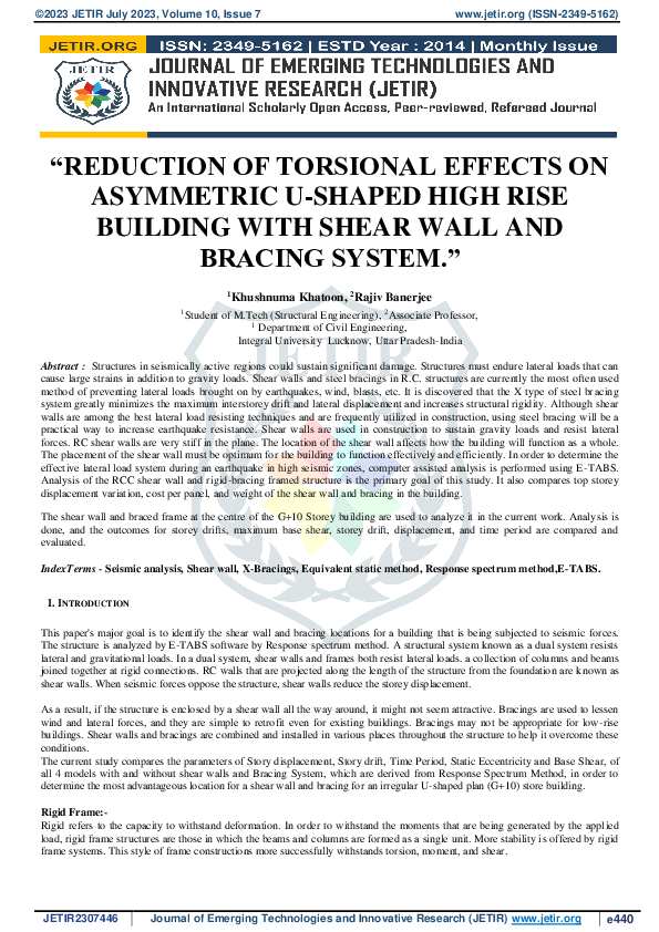 (PDF) "REDUCTION OF TORSIONAL EFFECTS ON ASYMMETRIC U-SHAPED HIGH RISE ...