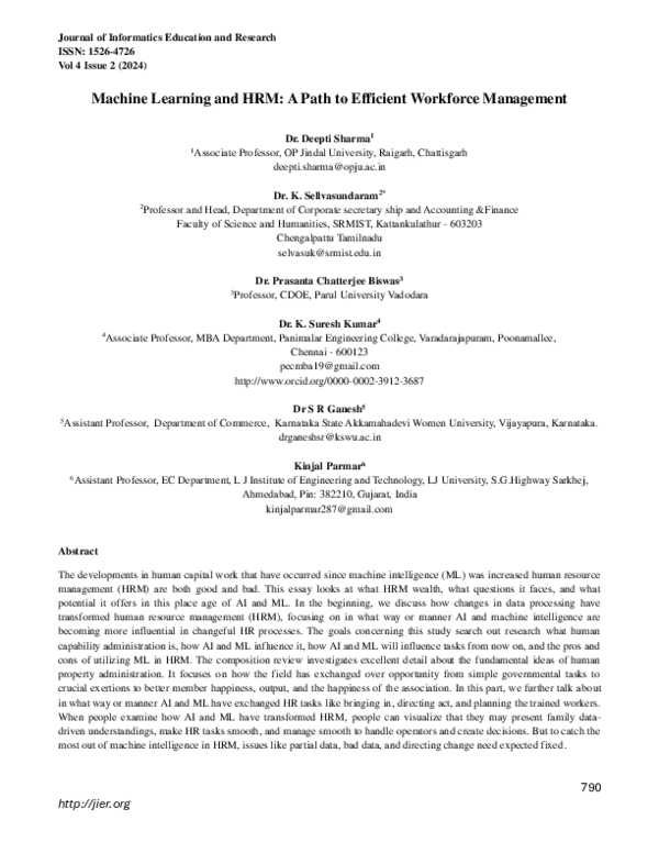 Pdf Machine Learning And Hrm A Path To Efficient Workforce Management