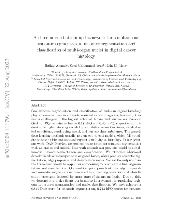 Pdf A Three In One Bottom Up Framework For Simultaneous Semantic Segmentation Instance