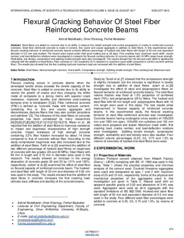 (PDF) Flexural Cracking Behavior Of Steel Fiber Reinforced Concrete Beams