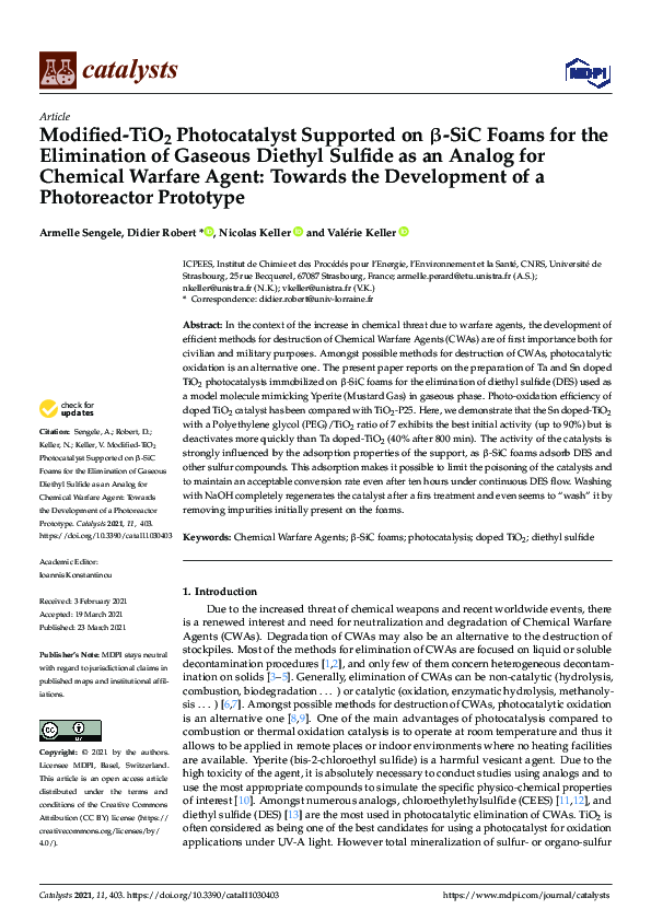 (PDF) Modified-TiO2 Photocatalyst Supported on β-SiC Foams for the ...
