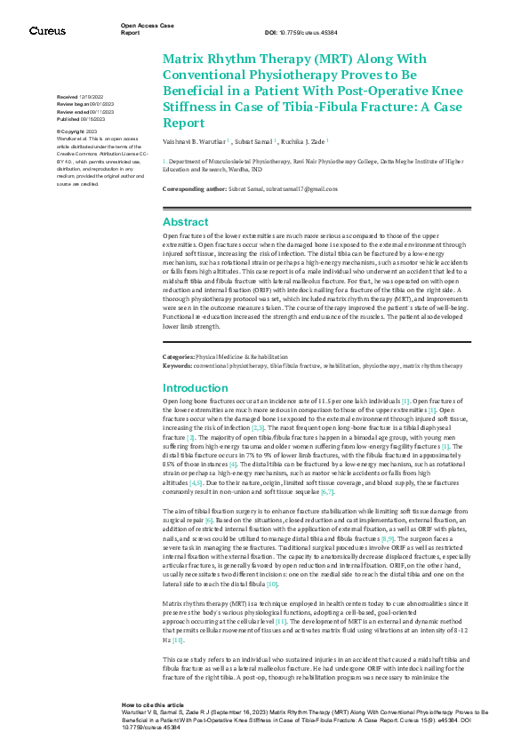 (PDF) Matrix Rhythm Therapy (MRT) Along With Conventional Physiotherapy ...