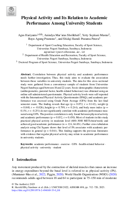 (PDF) Physical Activity and Its Relation to Academic Performance Among ...