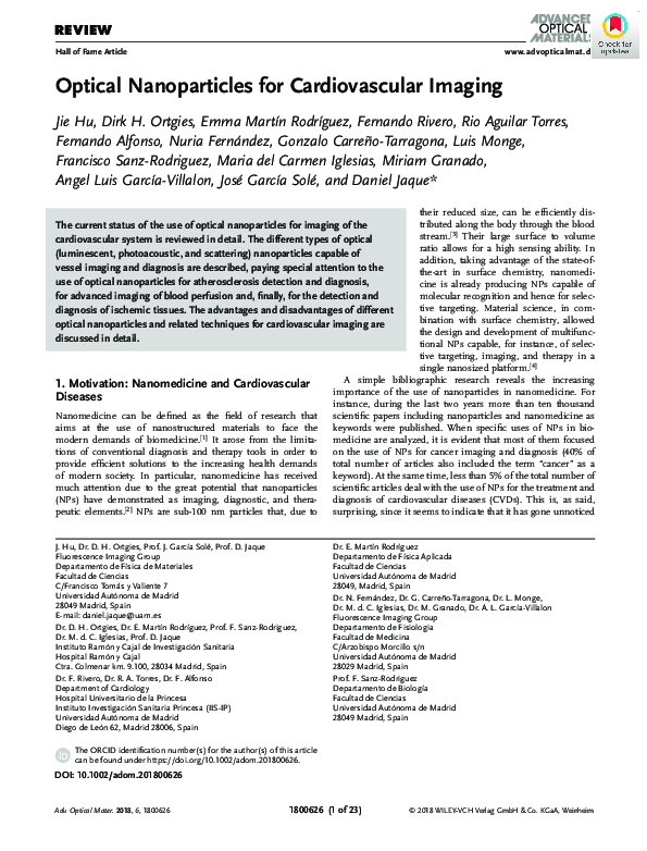 (PDF) Optical Nanoparticles for Cardiovascular Imaging