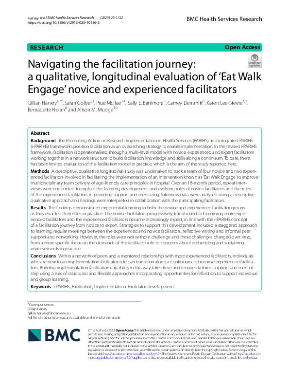 (PDF) Navigating the facilitation journey: a qualitative, longitudinal ...
