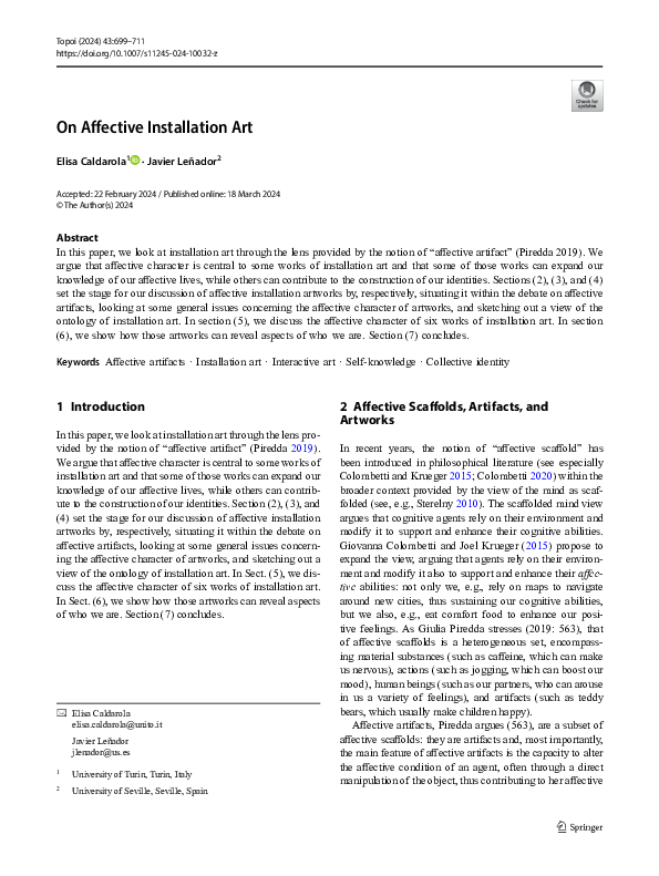 (PDF) On Affective Installation Art
