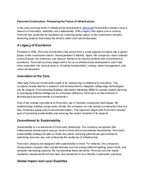 (PDF) Ferrovial Construction: Pioneering the Future of Infrastructure
