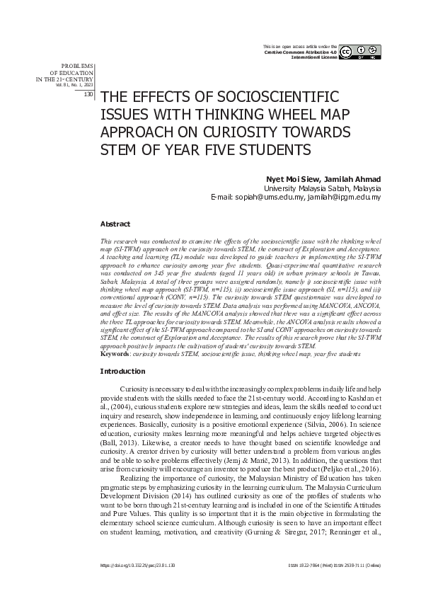 (PDF) The Effects of Socioscientific Issues with Thinking Wheel Map ...