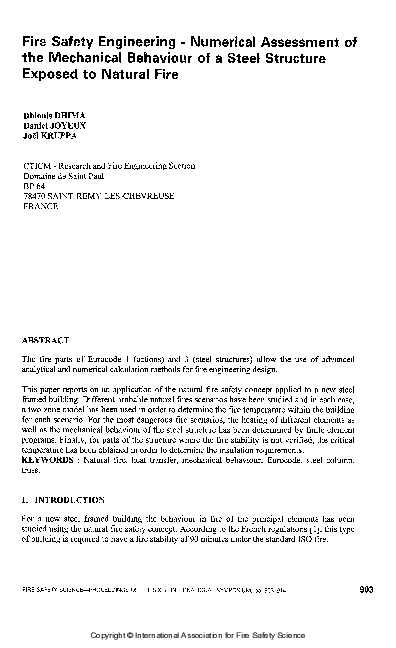 (PDF) Fire Safety Engineering - Numerical Assessment Of The Mechanical ...