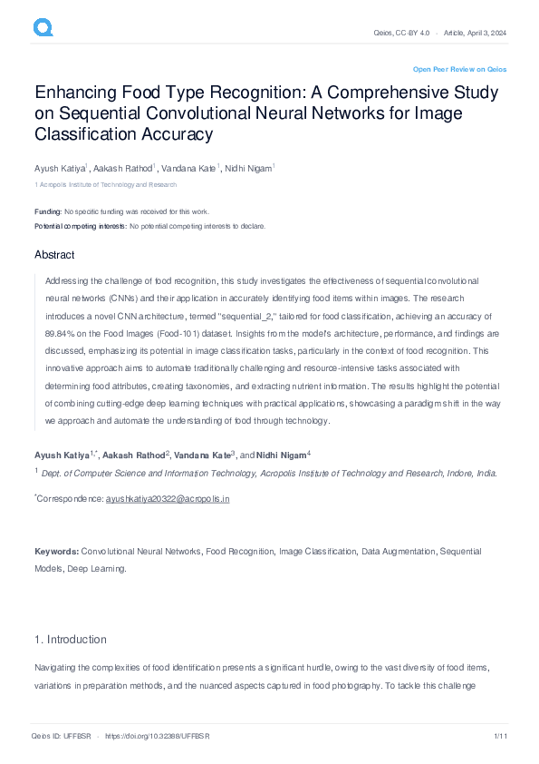 (PDF) Enhancing Food Type Recognition: A Comprehensive Study on ...
