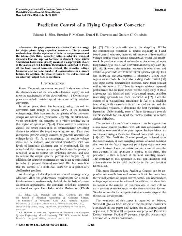 (PDF) Predictive Control of a Flying Capacitor Converter