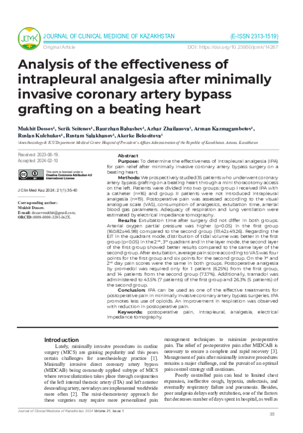 (PDF) Analysis of the effectiveness of intrapleural analgesia after ...