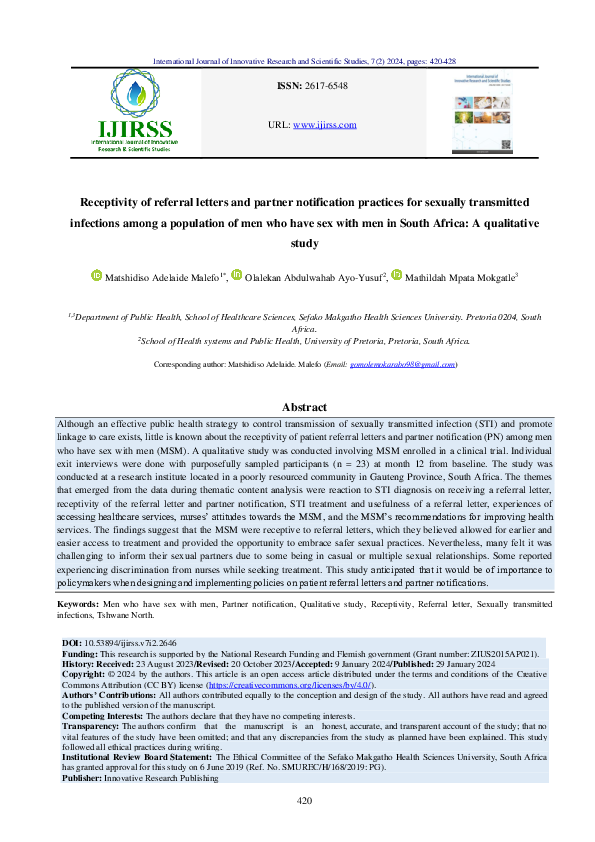 (PDF) Receptivity of referral letters and partner notification ...