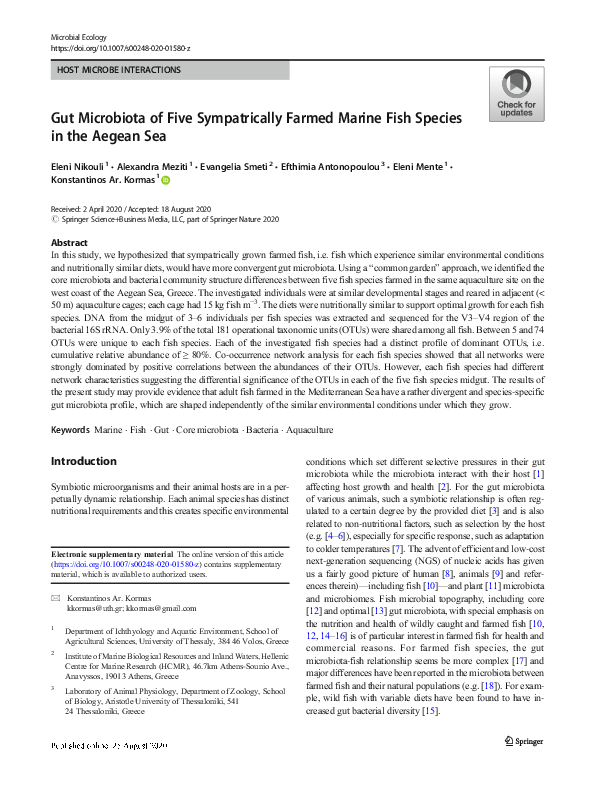 (PDF) Gut Microbiota of Five Sympatrically Farmed Marine Fish Species ...