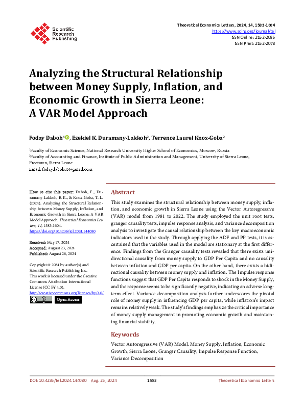(PDF) Analyzing the Structural Relationship between Money Supply ...