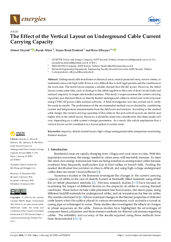 (PDF) The Effect of the Vertical Layout on Underground Cable Current ...