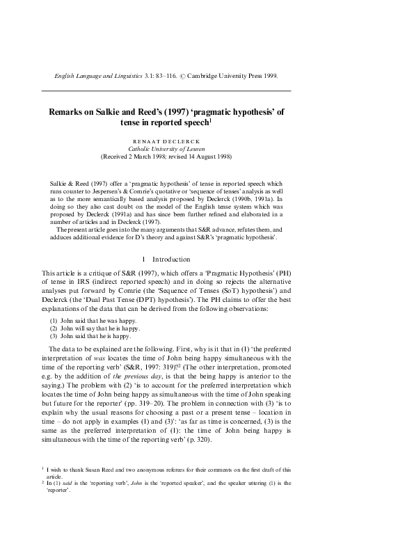 (PDF) Remarks on Salkie and Reed's (1997) ‘pragmatic hypothesis’ of ...