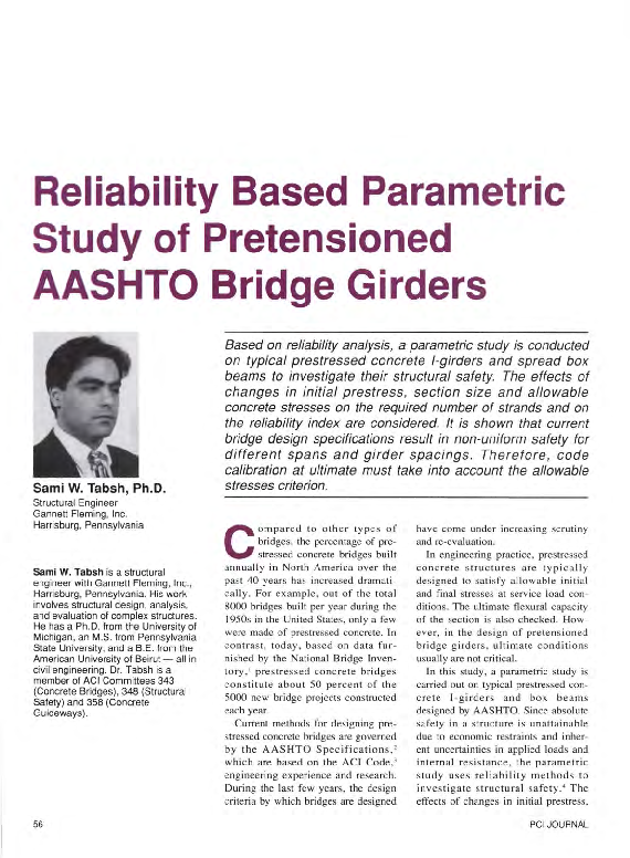 (PDF) Reliability Based Parametric Study of Pretensioned AASHTO Bridge Girders