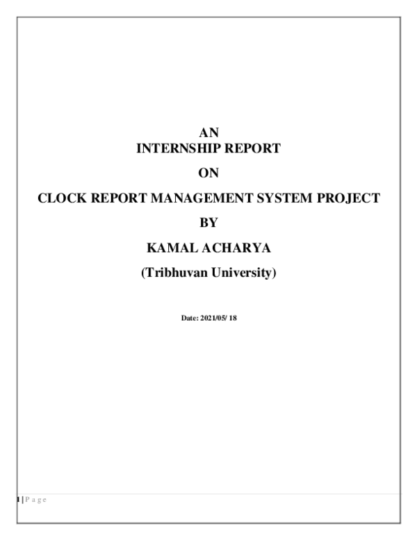 Pdf Clock Report Management System Project Report