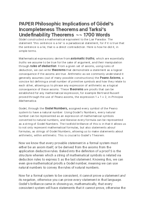 (PDF) PAPER Philosophic Implications of Gödel's Incompleteness Theorems