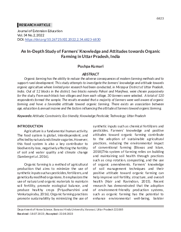 (PDF) An In-Depth Study of Farmers’ Knowledge and Attitudes towards ...