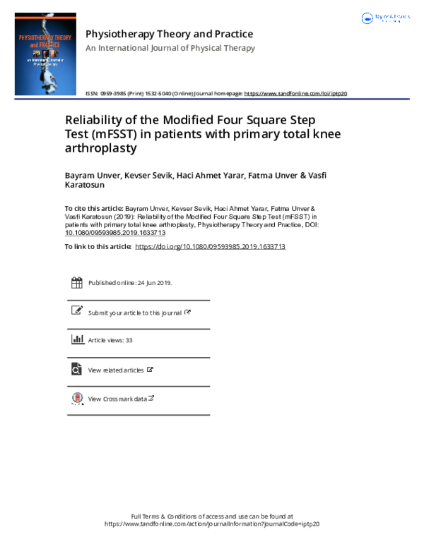 (PDF) Reliability of the Modified Four Square Step Test (mFSST) in ...