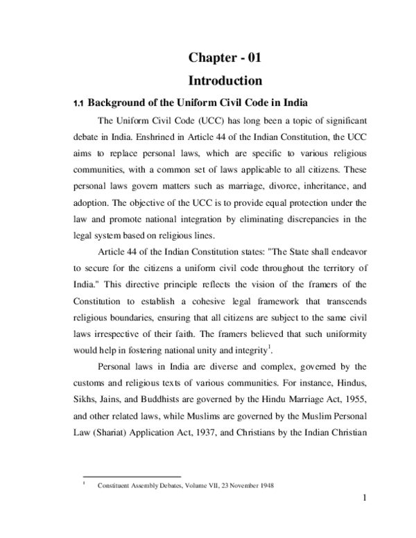 (PDF) Implementation of Uniform Civil Code in India: A Case Study