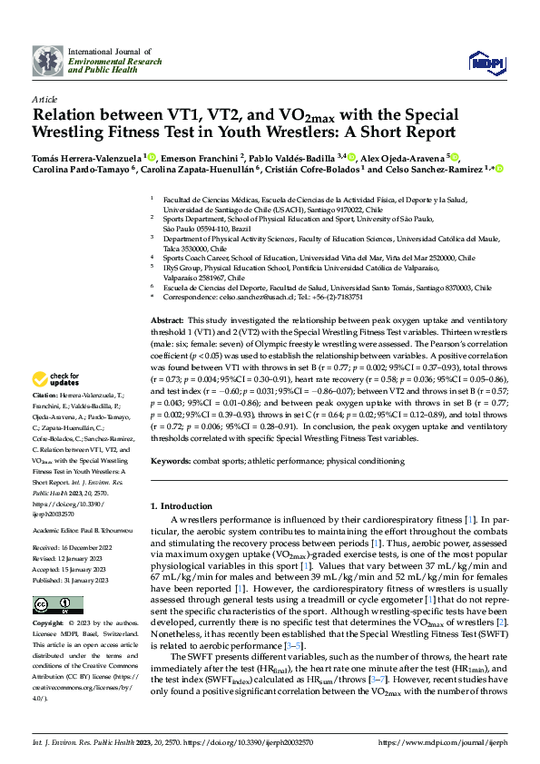 (PDF) Relation between VT1, VT2, and VO2max with the Special Wrestling ...