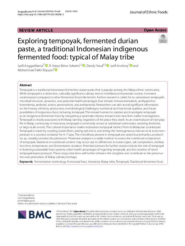 (PDF) Exploring tempoyak, fermented durian paste, a traditional ...