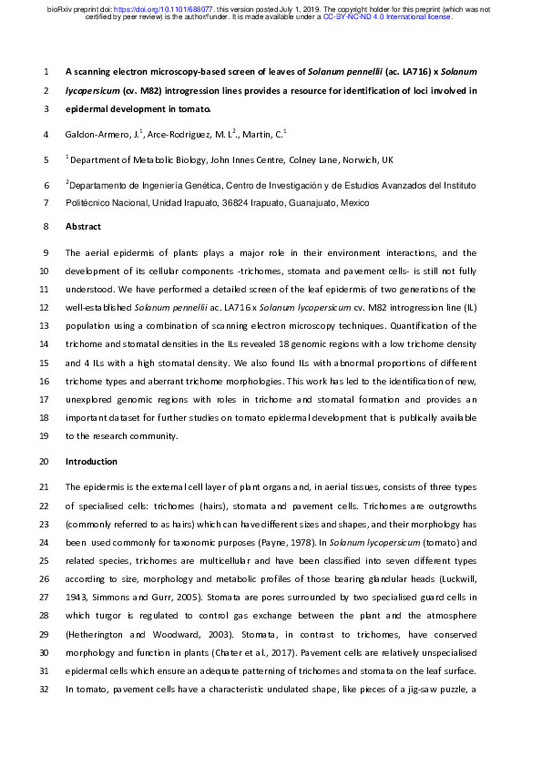 (PDF) A scanning electron microscopy-based screen of leaves ofSolanum pennellii(ac. LA716 ...