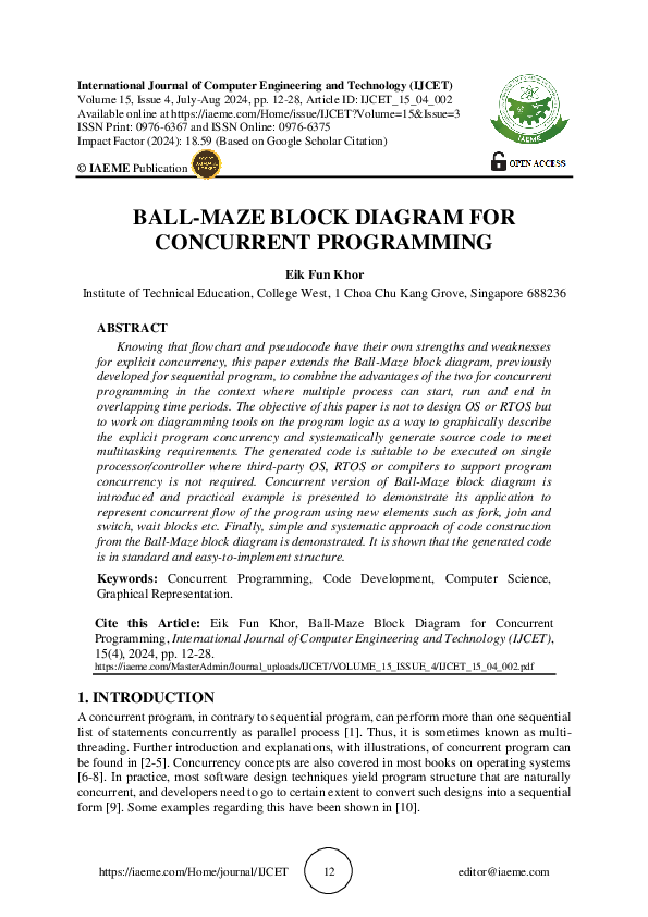 (PDF) BALL-MAZE BLOCK DIAGRAM FOR CONCURRENT PROGRAMMING