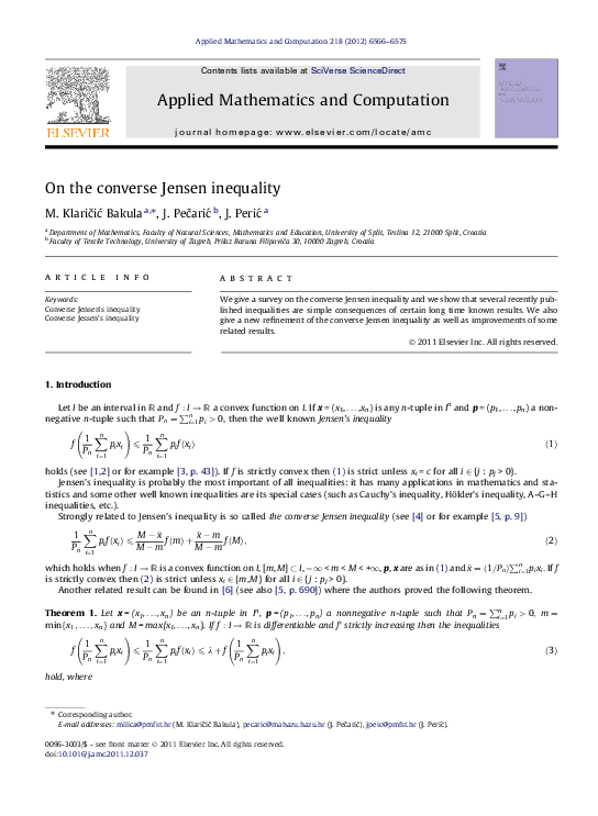 (PDF) On the converse Jensen inequality
